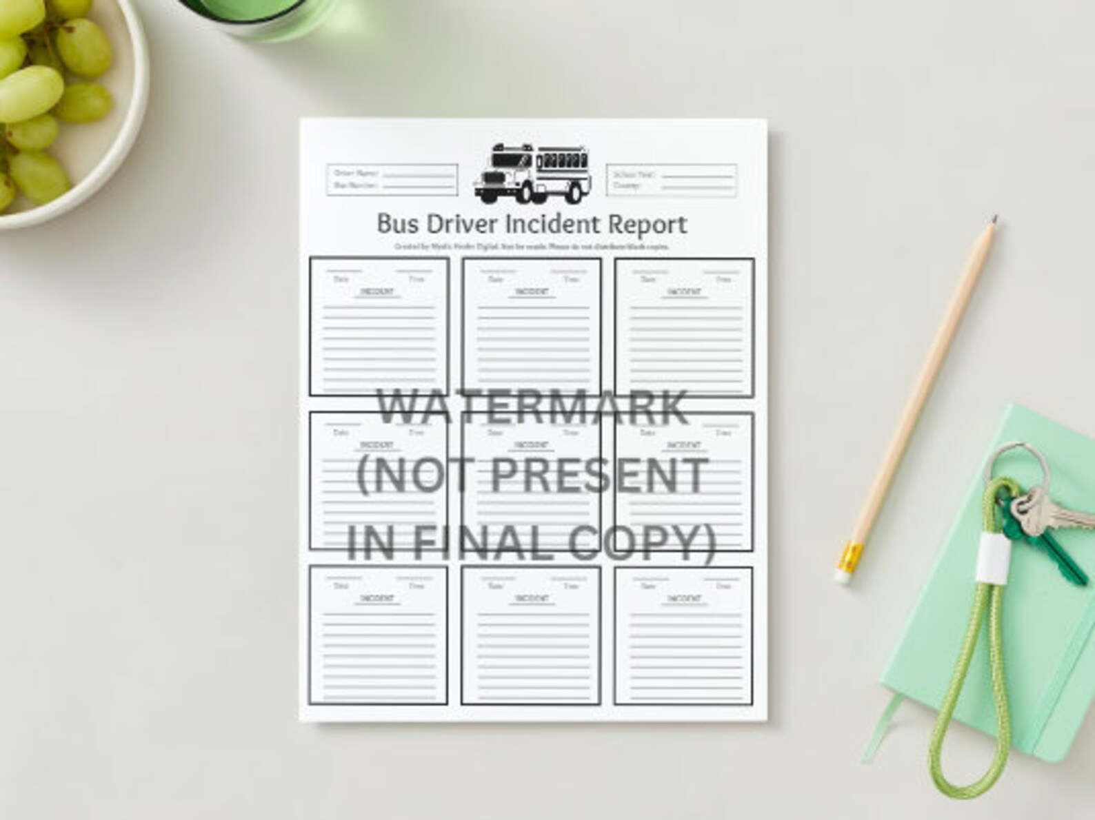 Bus Driver Incident Report, School Bus Drivers, Bus Chart for ...