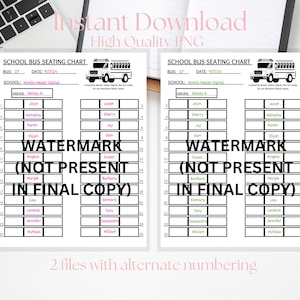 Numbered School Bus Seating Chart, School Bus Drivers, Teacher Bus ...