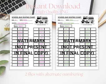 School Bus Seating Chart, School Bus Drivers, Teacher Bus Chart, Back ...
