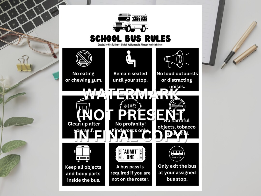 School Bus Rules Grayscale, School Bus Drivers, School Bus Safety, Back ...