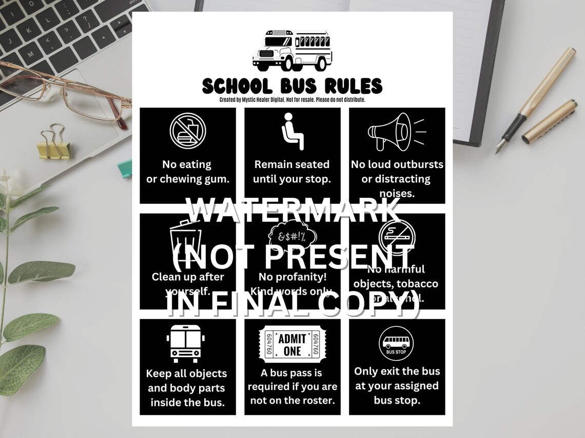 School Bus Rules Grayscale, School Bus Drivers, School Bus Safety, Back ...