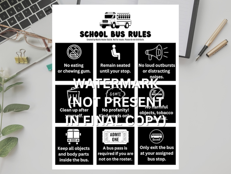School Bus Rules Grayscale, School Bus Drivers, School Bus Safety, Back ...