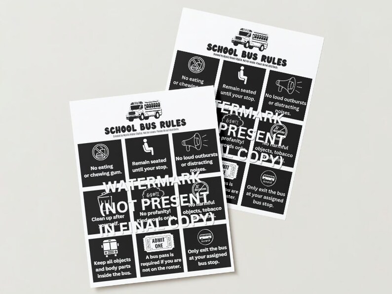 School Bus Rules Grayscale, School Bus Drivers, School Bus Safety, Back ...