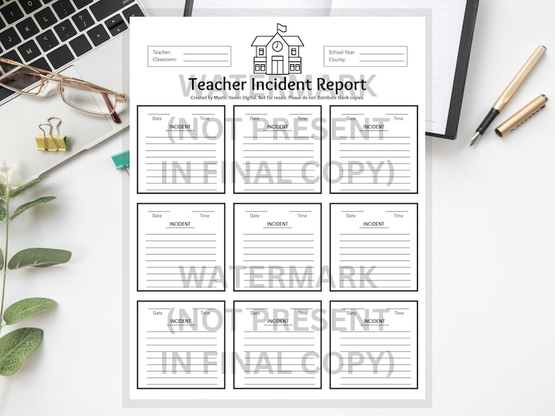Teacher Incident Report, Teachers, School Staff for Documenting Minor ...