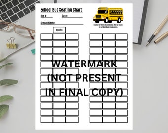 School Bus Seating Chart, School Bus Drivers, Teacher Bus Chart, Back ...