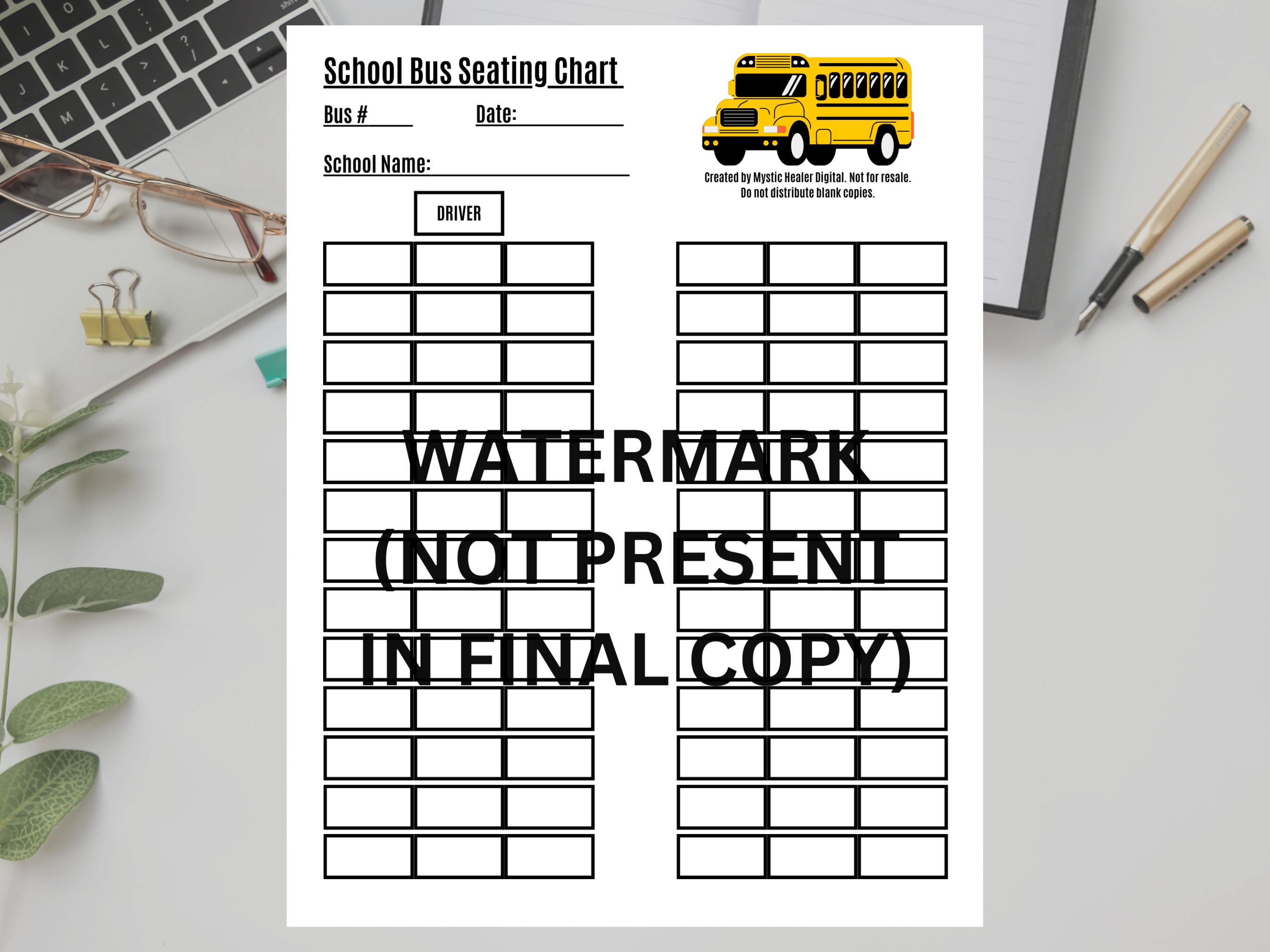 School Bus Seating Chart, School Bus Drivers, Teacher Bus Chart, Back ...