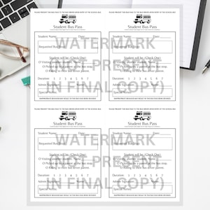 Student Bus Pass, for School Use, School Bus Pass, School Bus ...