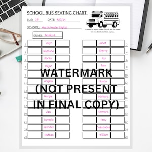 Numbered School Bus Seating Chart, School Bus Drivers, Teacher Bus ...