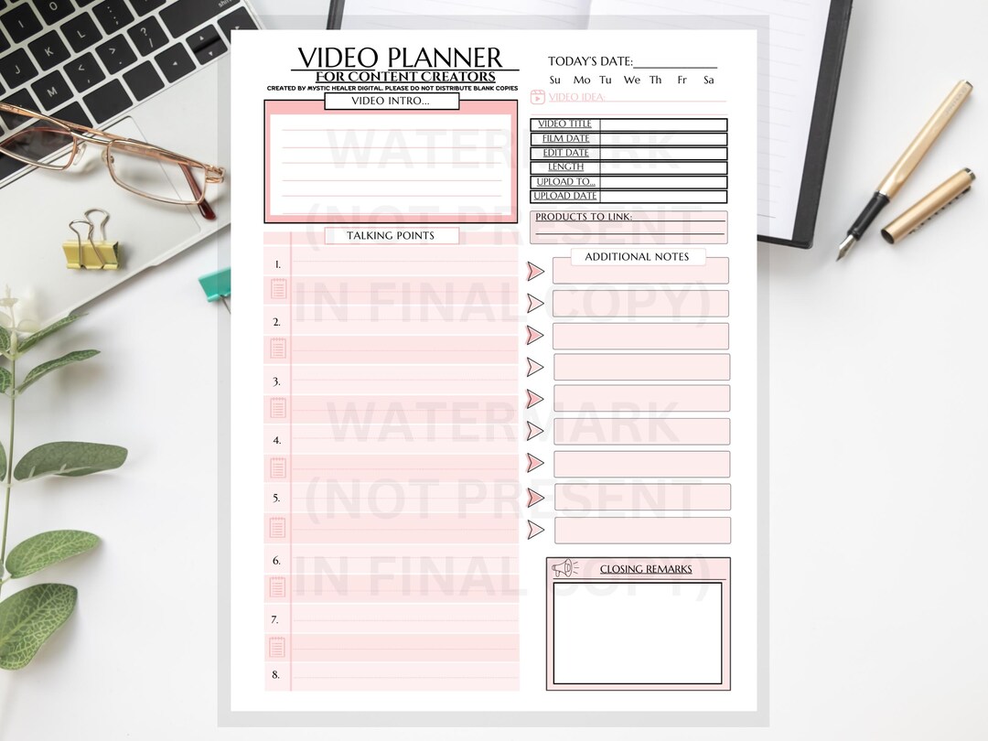 Video Planner for Content Creators | Plan Out Your Youtube, Tiktok ...
