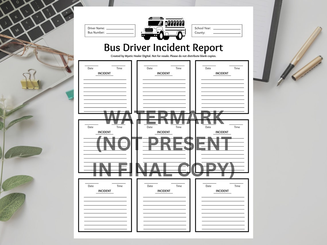 Bus Driver Incident Report, School Bus Drivers, Bus Chart for ...
