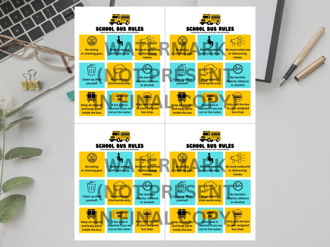 Mini School Bus Rules Chart, School Bus Drivers, School Bus Safety ...