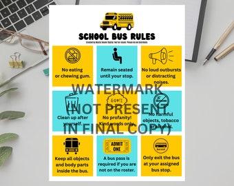 Mini School Bus Rules Chart, School Bus Drivers, School Bus Safety ...