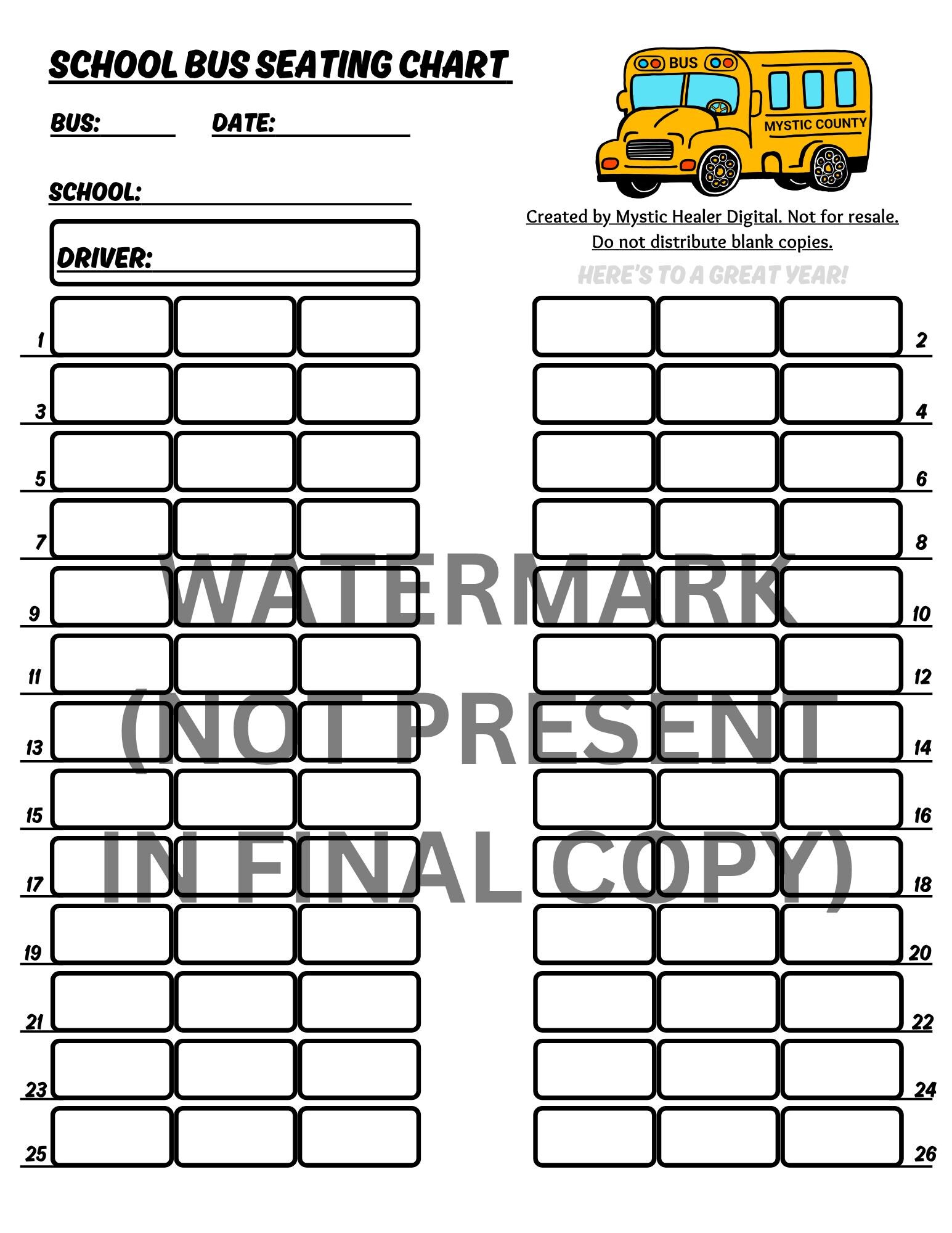 School Bus Seating Chart, 3 Options (digital Download) - Etsy