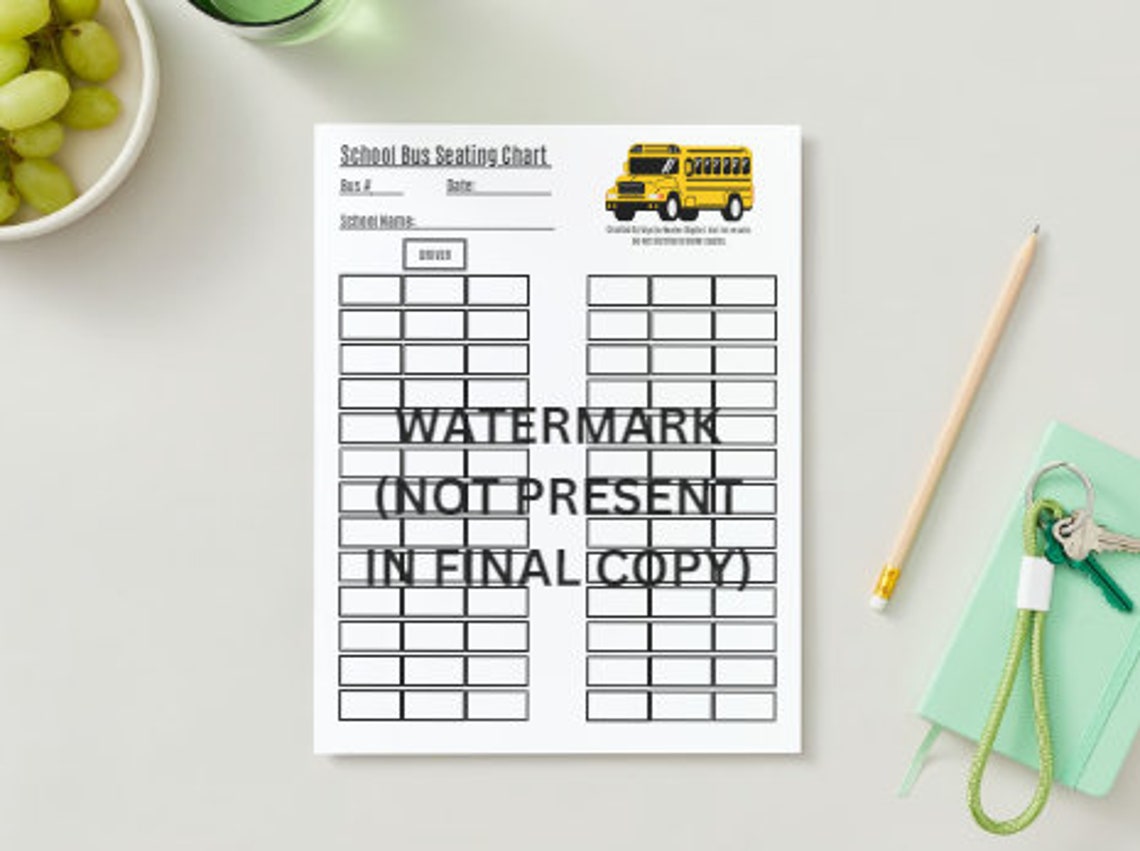 School Bus Seating Chart, School Bus Drivers, Teacher Bus Chart, Back ...