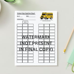 School Bus Seating Chart, School Bus Drivers, Teacher Bus Chart, Back ...