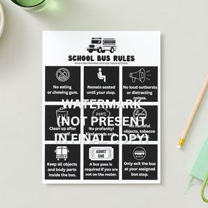 School Bus Rules Grayscale, School Bus Drivers, School Bus Safety, Back ...