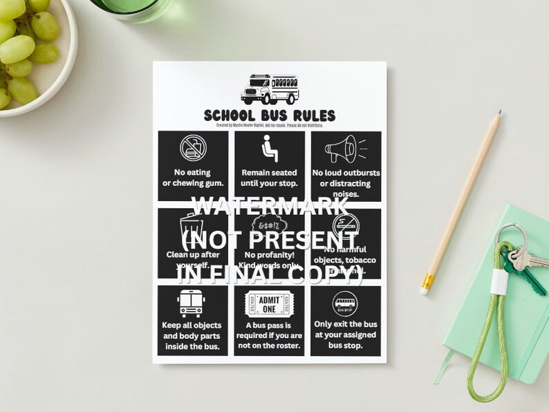 School Bus Rules Grayscale, School Bus Drivers, School Bus Safety, Back ...