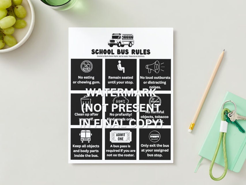 School Bus Rules Grayscale, School Bus Drivers, School Bus Safety, Back ...