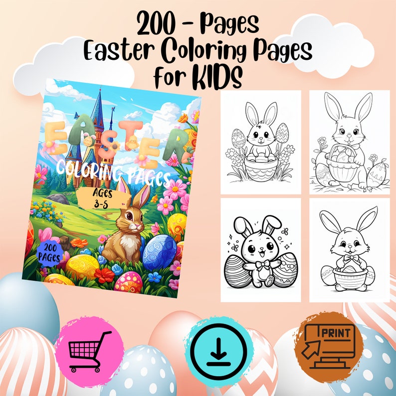 200 Pages Easter Coloring Pages for Kids Ages 3-5 Years Old, Fun ...