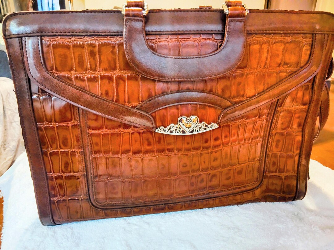Vintage M C. Mark Chantel Brown Embossed Crocodile Briefcase/purse - Etsy