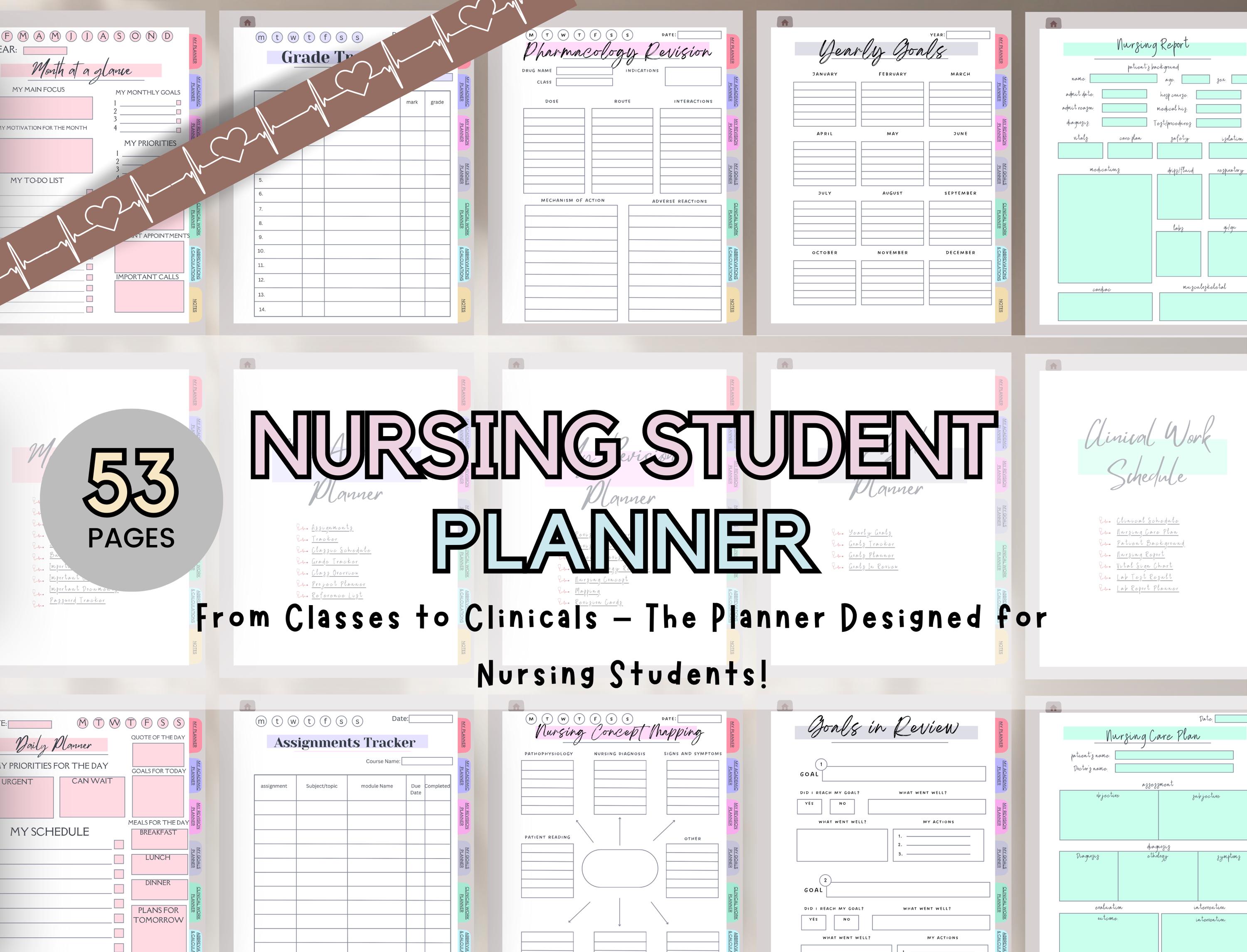 Nursing Student Planner, Nursing Notes, Editable Planner, Nursing Cheat ...