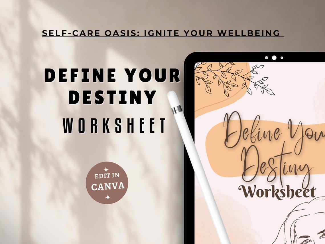 Define Your Destiny, Worksheet, Self-discovery, Goal Setting, Self Care ...