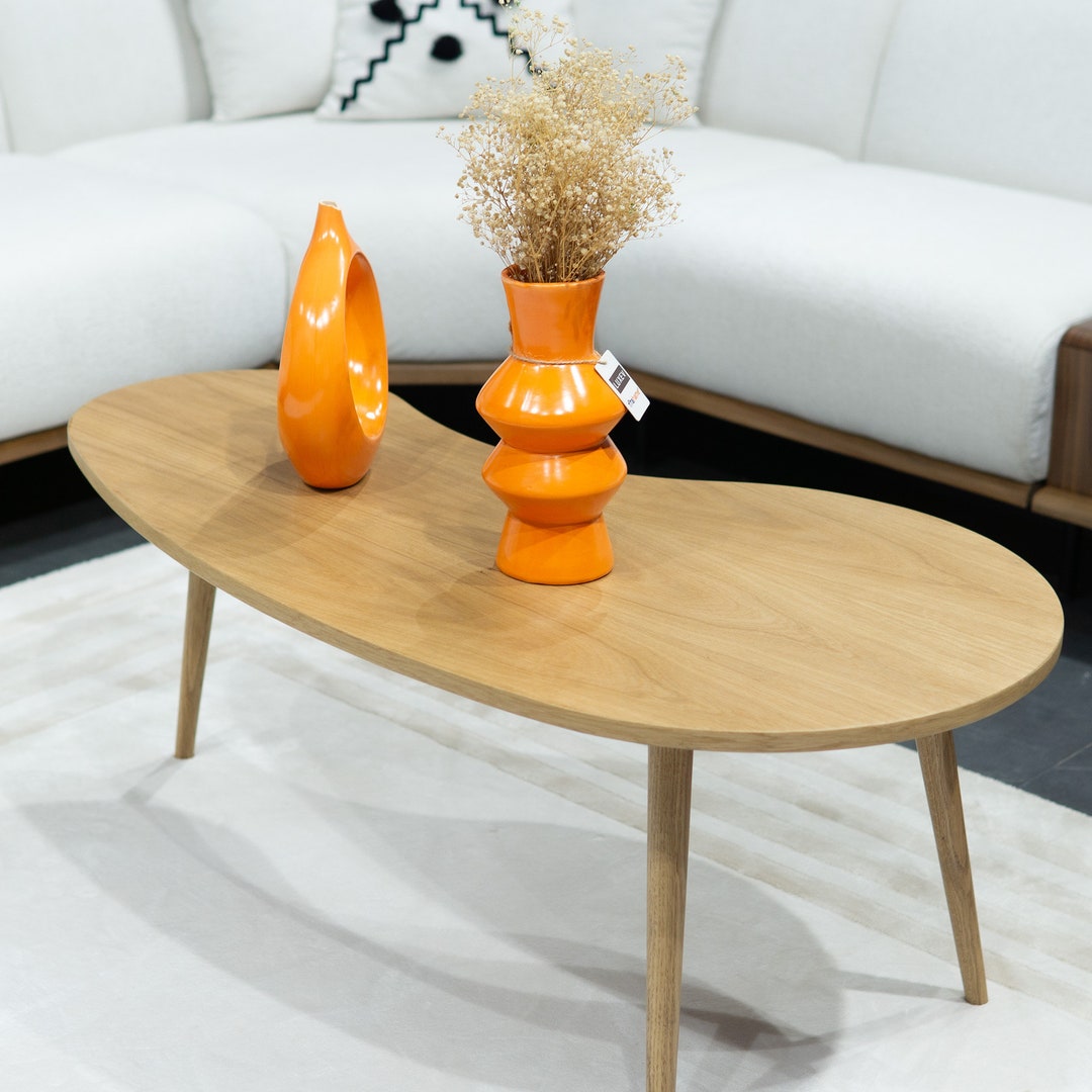 OAK Wooden Coffee Table , Irregular Wooden Modern Coffee Table - Etsy