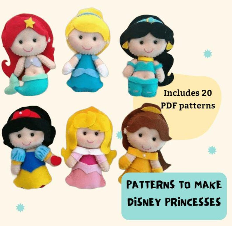Disney Princess Patterns 20 Patterns to Make in Felt or Foam - Etsy