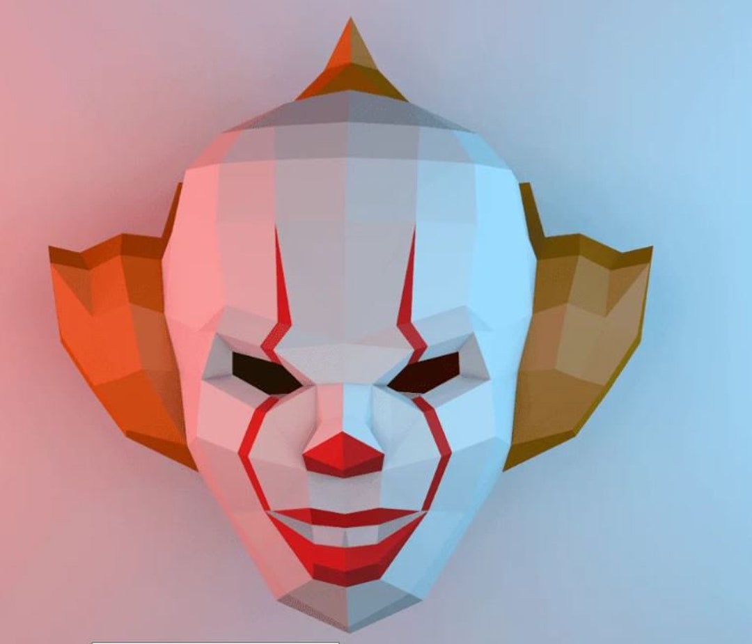 Penny Wise Mask Paper Craft DIY Pennywise Mask Template Paper Mask ...