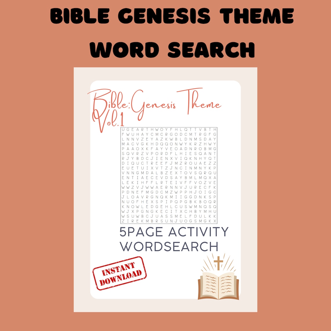 Word Search, Bible Theme Genesis Vol.1, Digital Download, Family Fun ...