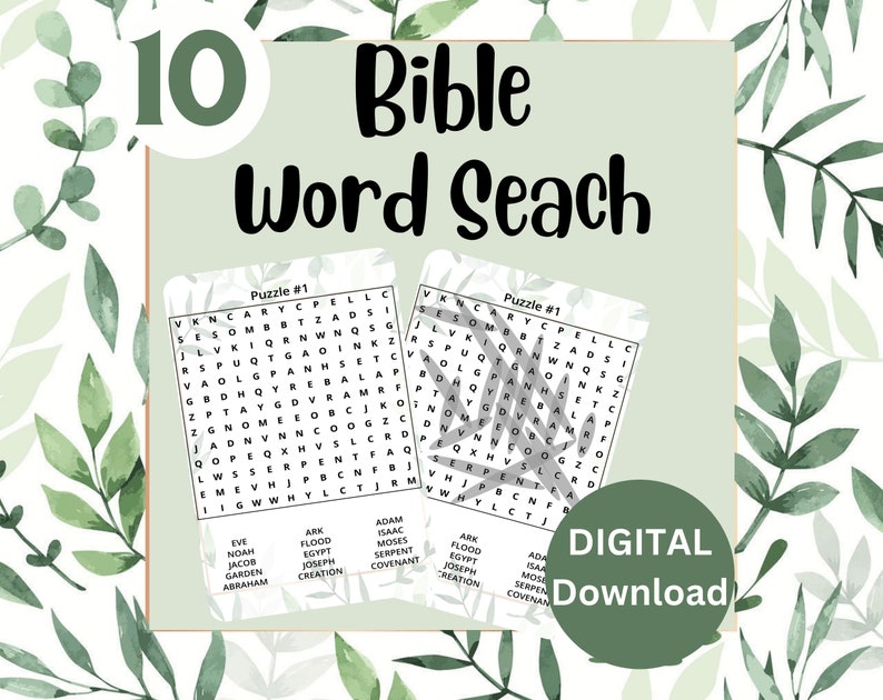 Bible Theme Word Search, Printable, Game, Family Fun, Sunday School ...