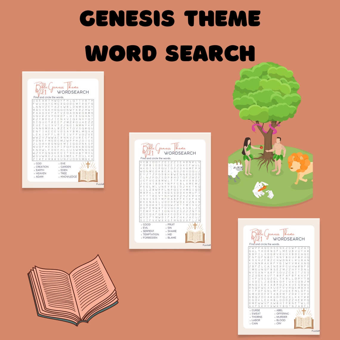 Word Search, Bible Theme Genesis Vol.1, Digital Download, Family Fun ...