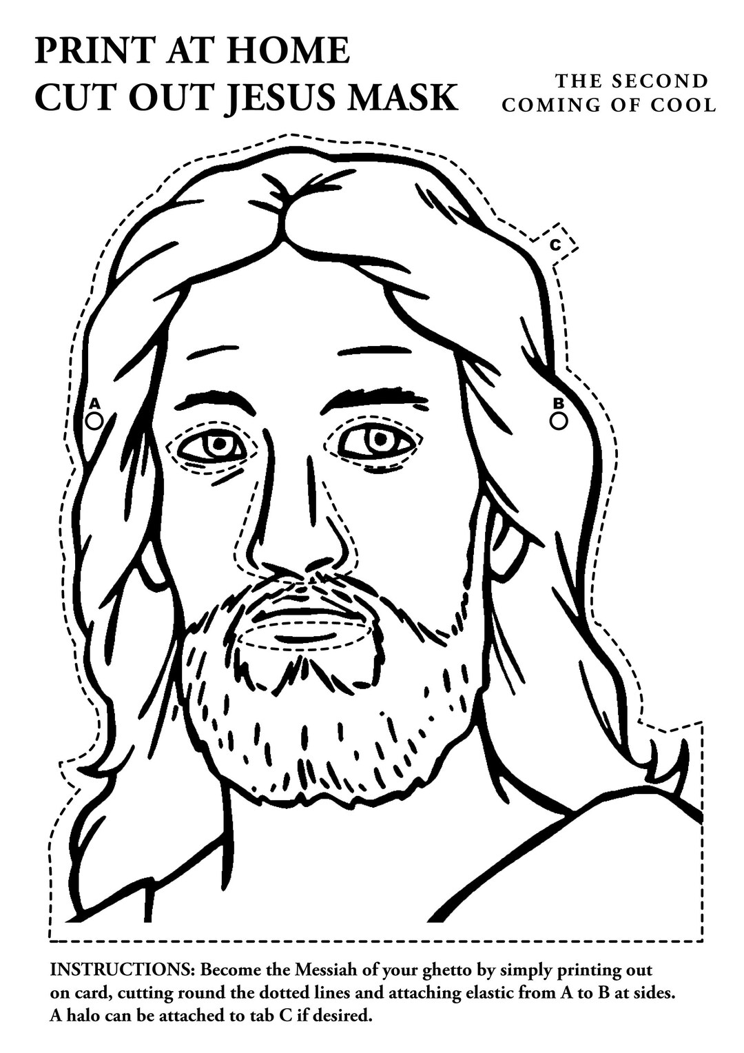 The Lords Mask Print at Home Jesus Cut Out Mask - Etsy