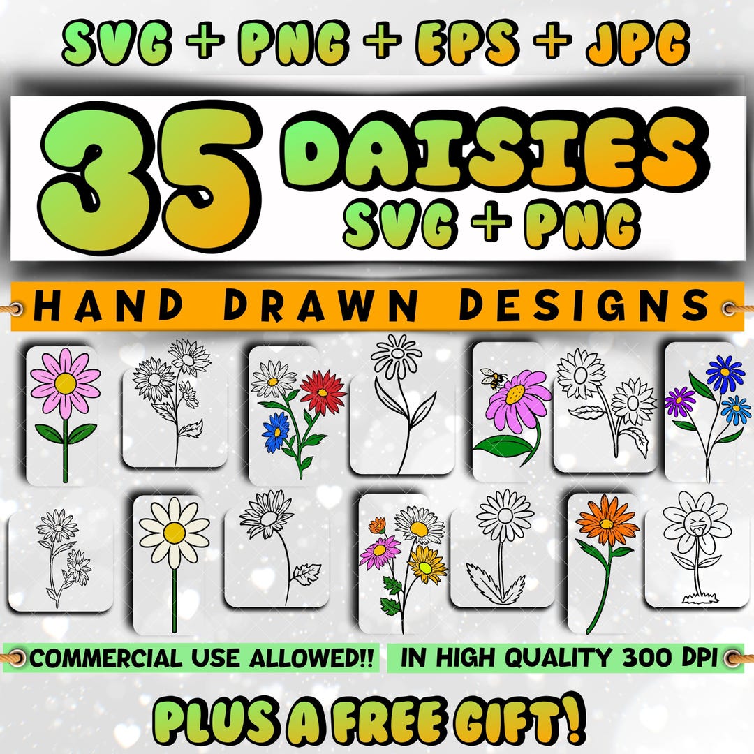Daisies SVG Bundle, Daisies Clipart Set, Daisies Cut File, Daisies ...
