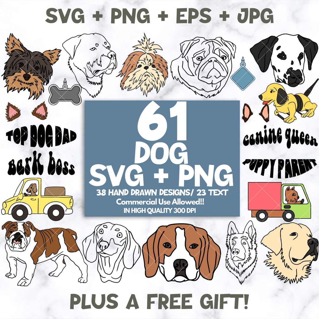 Dogs Svg, Bulldog Svg, Dog in Truck Svg, Dog Ears Svg, Dog Tag Svg ...