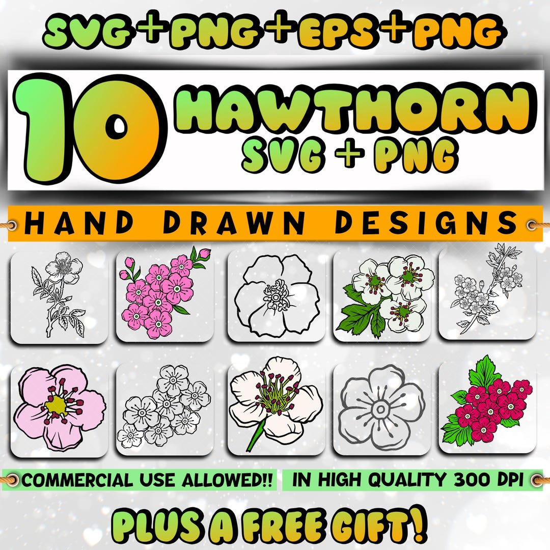 Hawthorn SVG, May Birth Month Flower Svg Png, Hawthorn Clipart Set ...