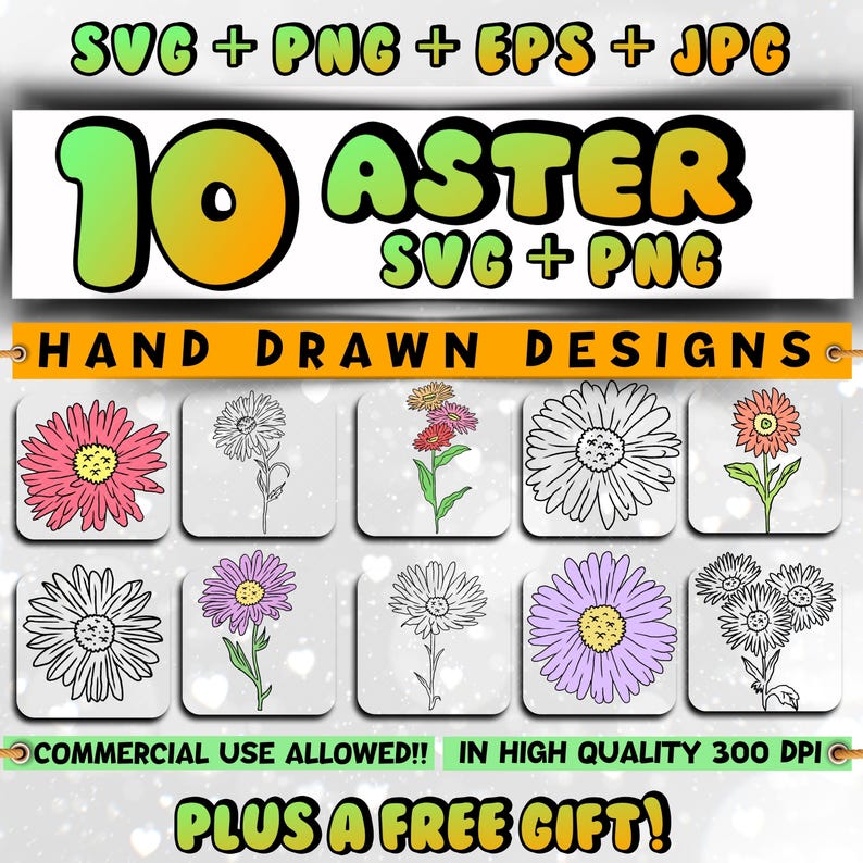 Aster SVG, September Birth Month Flower Svg Png, Aster Clipart Set ...