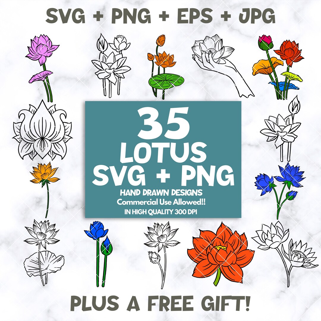 Lotus SVG Bundle, Lotus Clipart Set, Lotus Cut File, Lotus Cricut ...