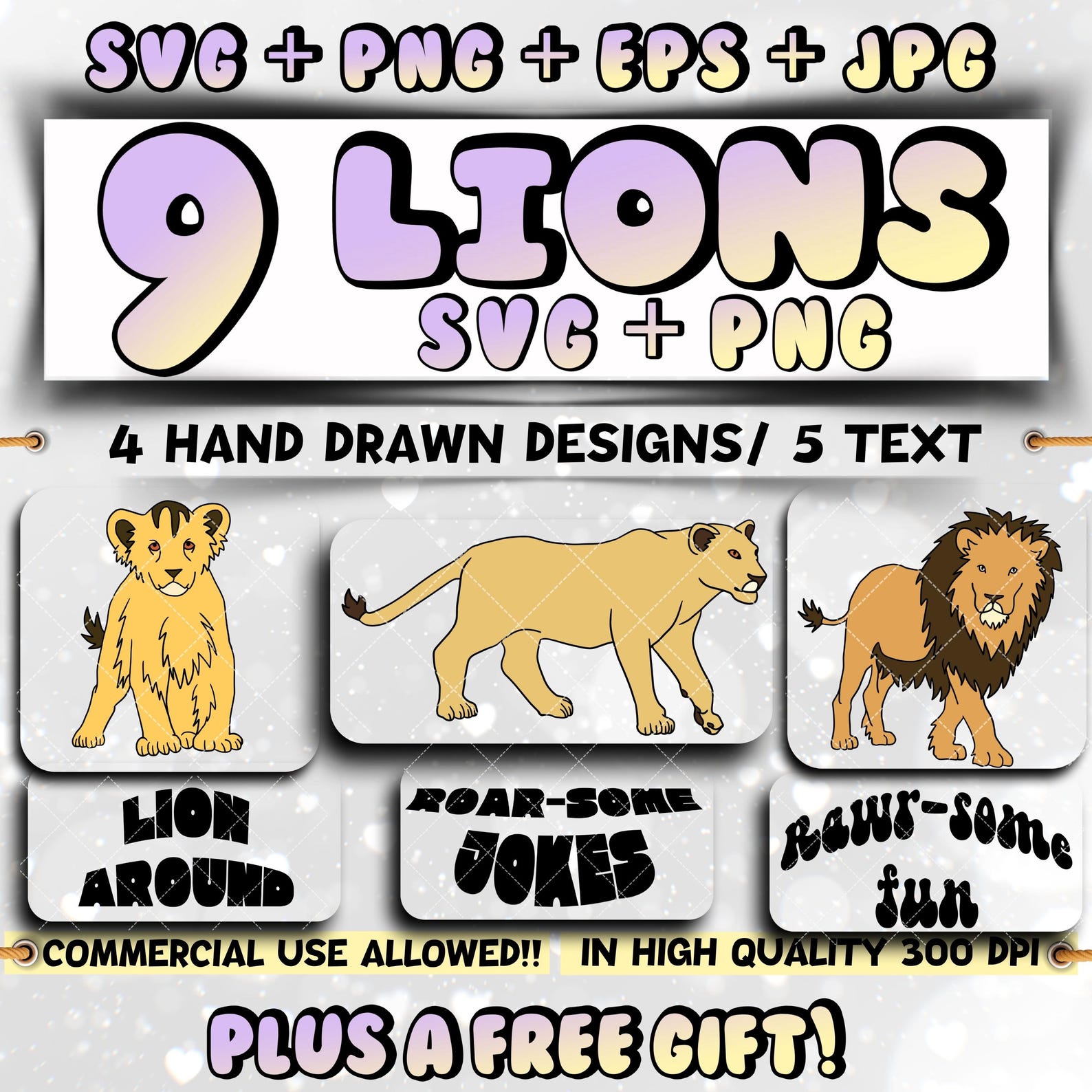 Lion Svg, Lion Svg Files, Lion Cub Svg, Lion Clipart Set, Lion Cut File ...