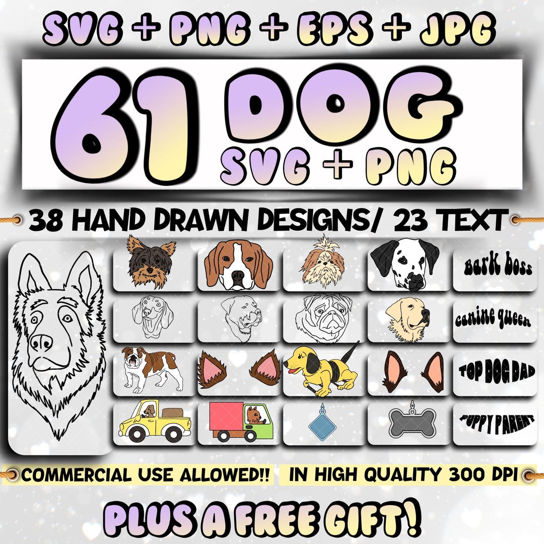 Dogs Svg, Bulldog Svg, Dog in Truck Svg, Dog Ears Svg, Dog Tag Svg ...