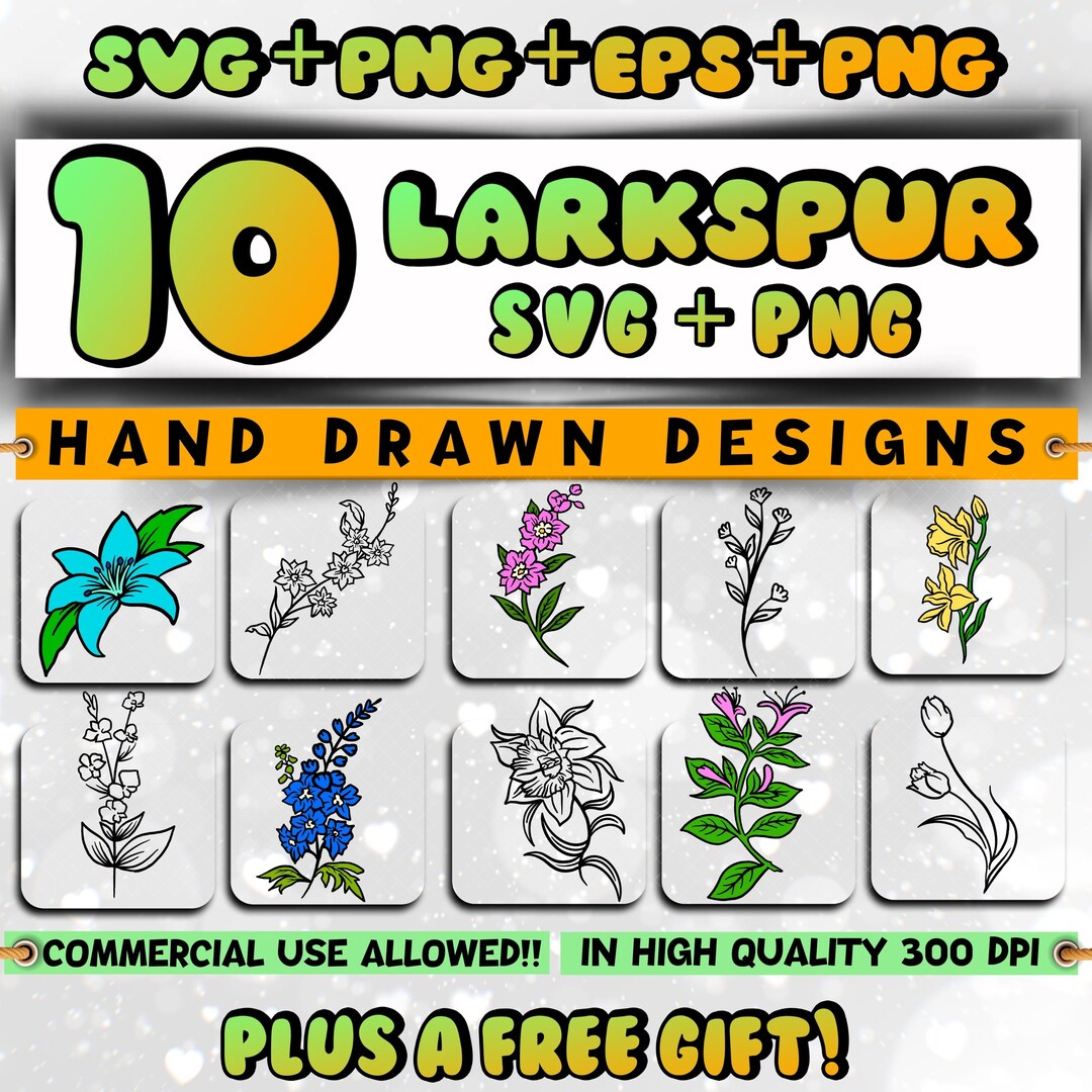 Larkspur SVG, July Birth Month Flower Svg Png, Larkspur Clipart ...