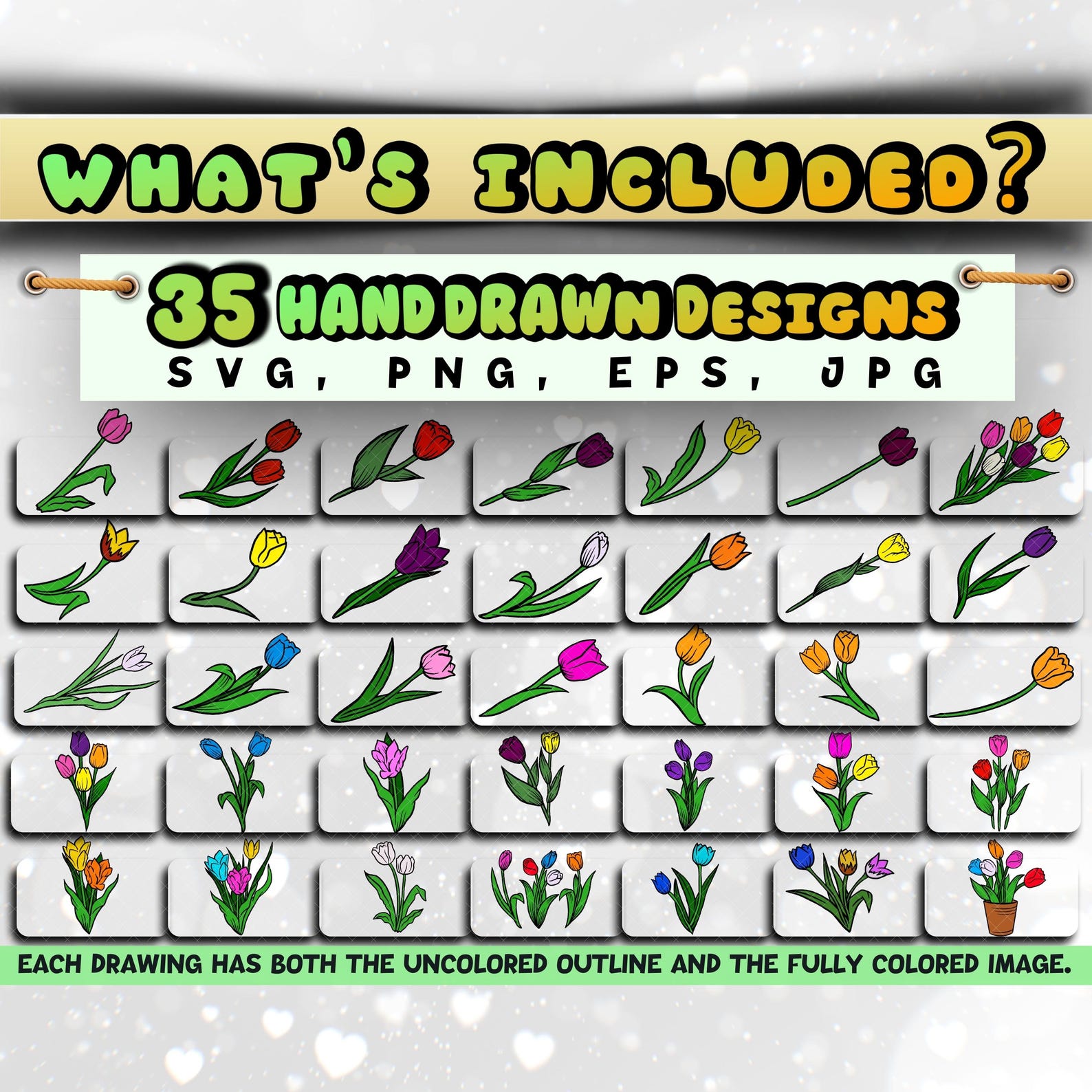 Tulips SVG Bundle, Tulips Clipart Set, Tulips Cut File, Tulips Cricut ...