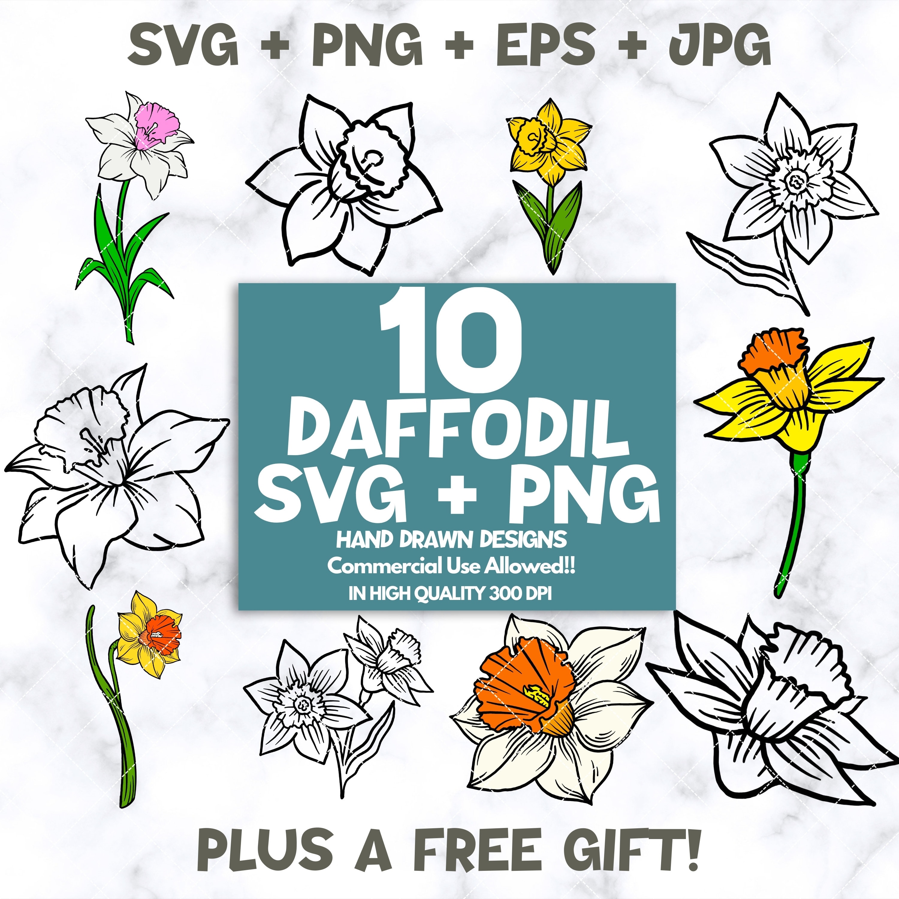 Daffodil SVG, March Birth Month Flower Svg Png, Daffodil Clipart Set ...