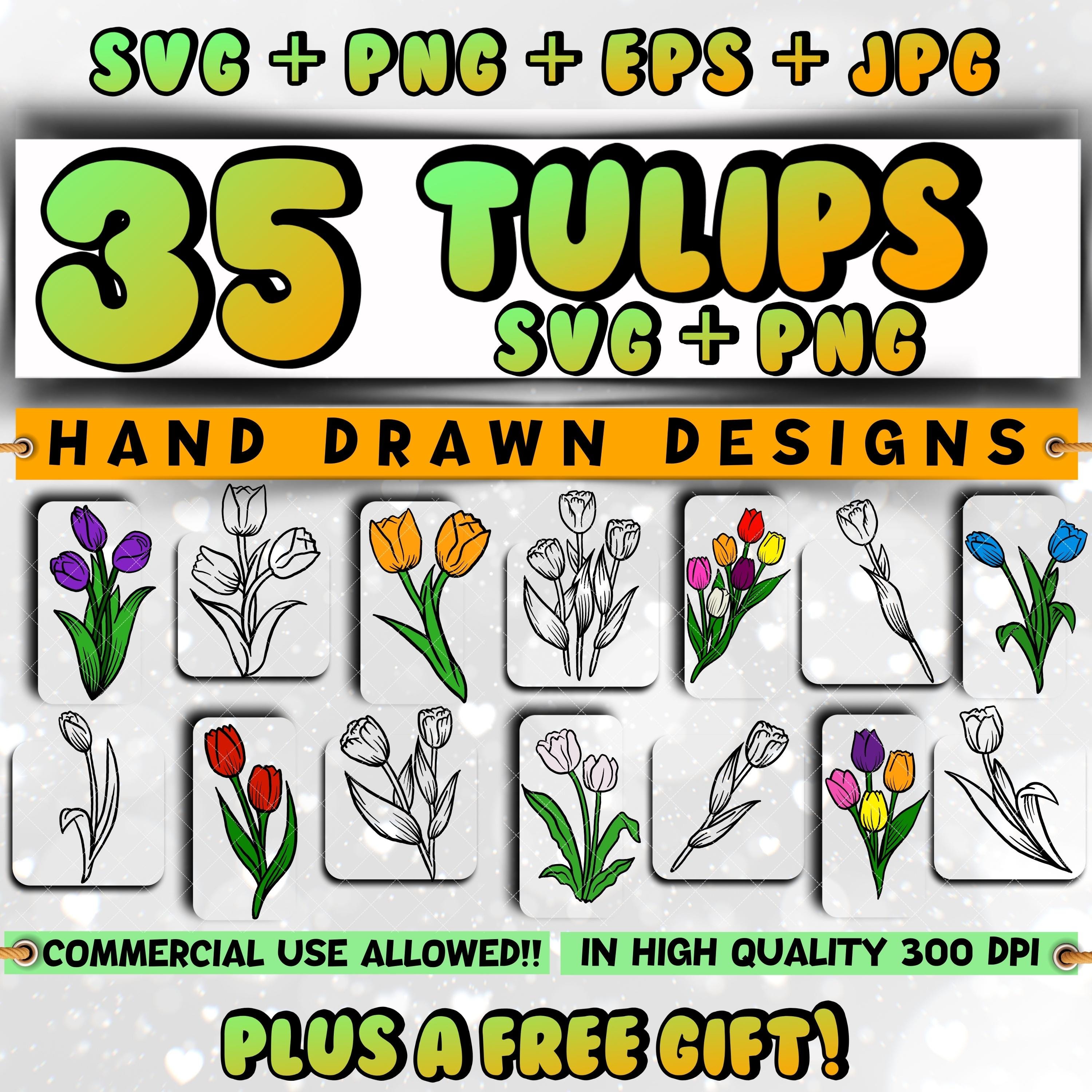 Tulips SVG Bundle, Tulips Clipart Set, Tulips Cut File, Tulips Cricut ...