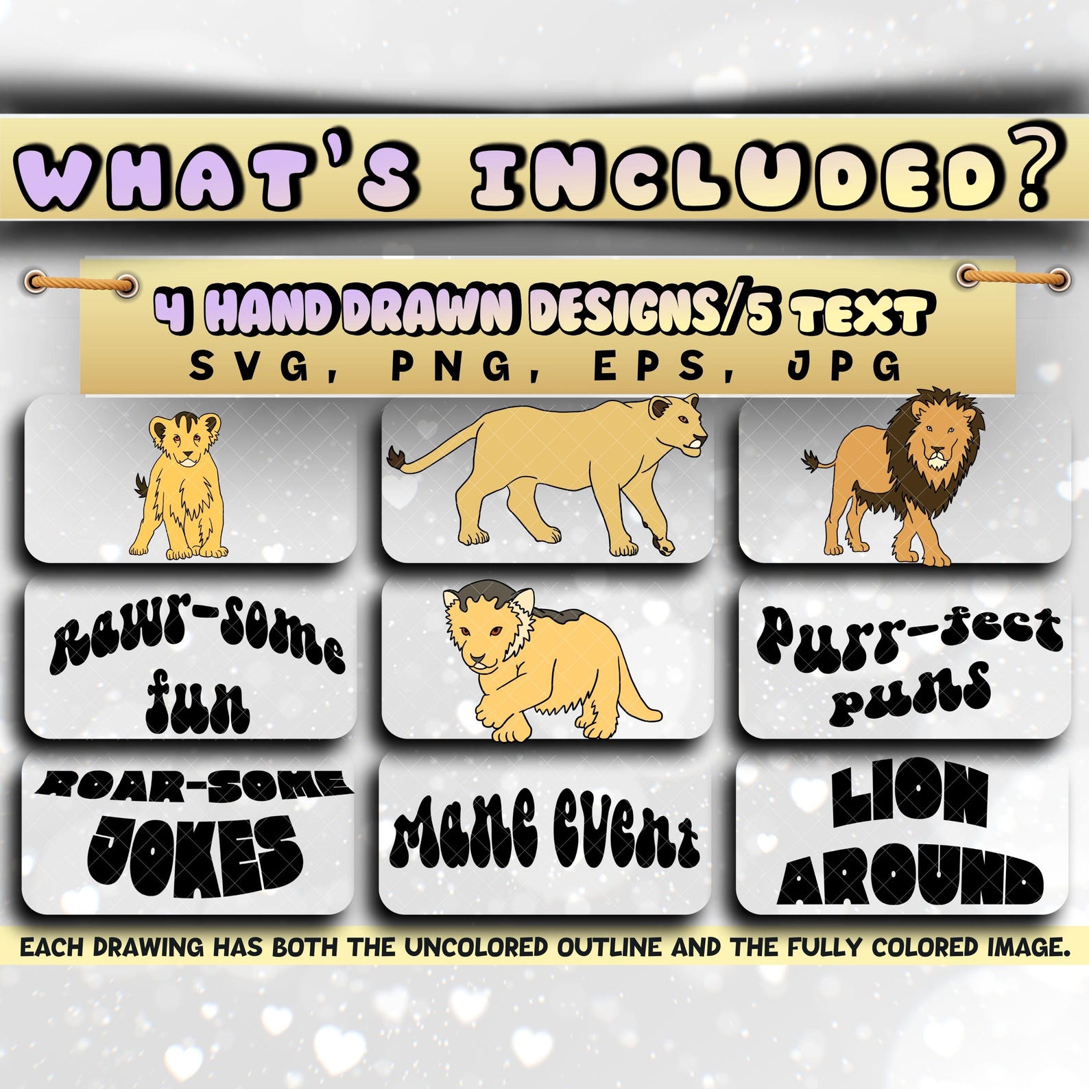 Lion Svg, Lion Svg Files, Lion Cub Svg, Lion Clipart Set, Lion Cut File ...