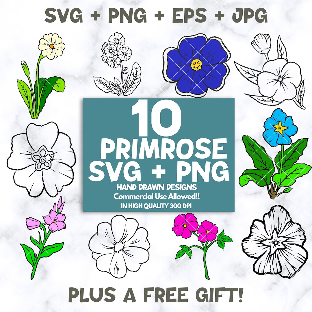 Primrose SVG, February Birth Month Flower Svg Png, Primrose Clipart Set ...