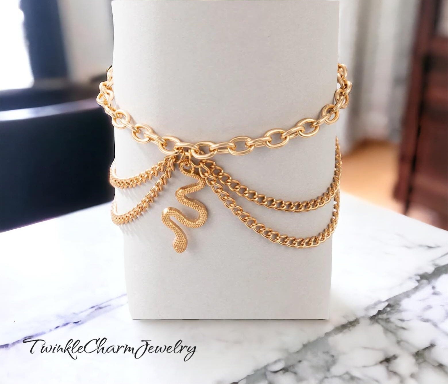 Gold Snake Anklet, Snake Anklet, 24k Gold Snake Anklet, Waterproof ...