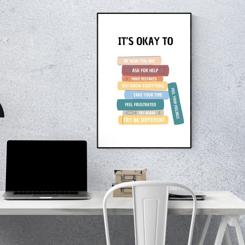 It's Okay to Poster, Kids Motivational Wall Art, It's Okay Not to Be ...