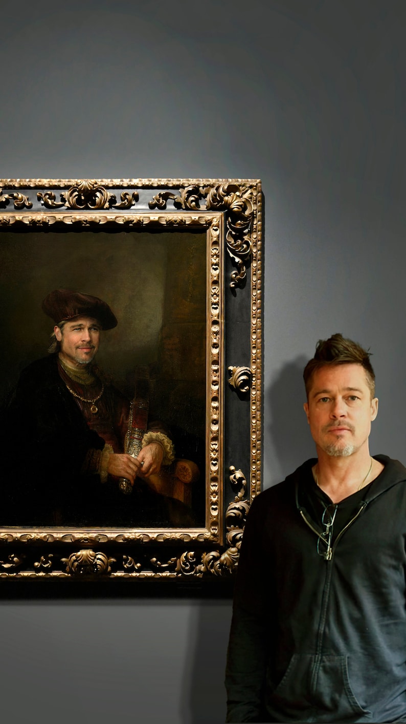 Portrait of BRAD PITT, About Man_with_a_sword by Rembrandt Van Rijn - Etsy