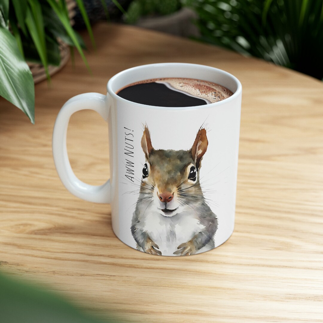 Aww Nuts! Squirrel Trouble, Watercolor Ceramic Mug, 11oz - Etsy